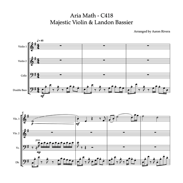Aria Math Sheet Music for Violin, Cello & Double Bass